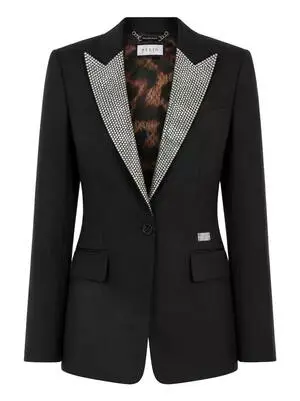 Philipp Plein Single-breasted Crystal Embellished Blazer - Black