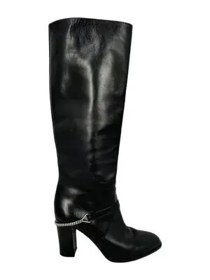 SAINT LAURENT Saint Laurent Chain-Link Knee-High Leather Boots