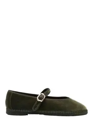 FLABELUS Pierre Velvet Ballet Flats - Green