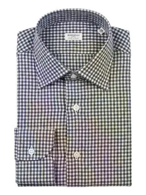 BORRIELLO NAPOLI Gingham-check Long-sleeve Shirt - Blue