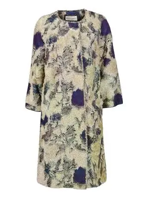 Alberta Ferretti Floral Jacquard Textured Coat - Neutrals