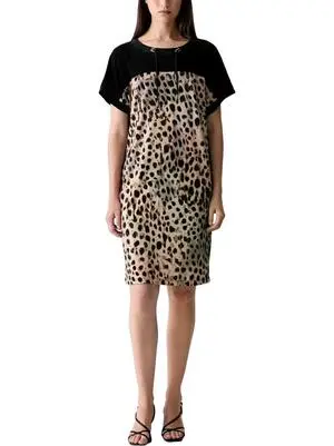 Joseph Ribkoff Leopard Print Panelled Mini Dress - Neutrals