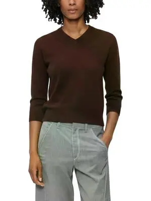 6397 Cashmere V-neck Sweater - Brown
