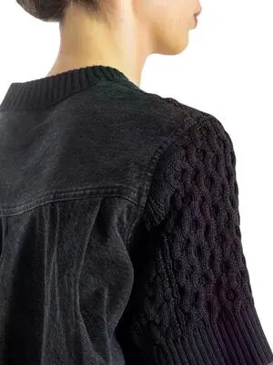 Sacai Denim Panel Sweater - Black