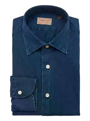 BORRIELLO NAPOLI Classic-collar Long-sleeve Shirt - Blue