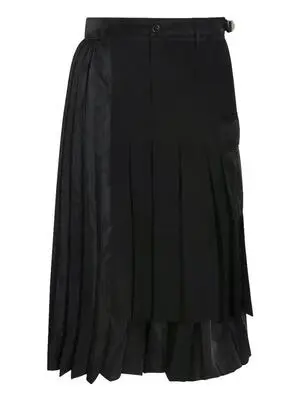 Sacai Layered Pleated Midi Skirt - Black