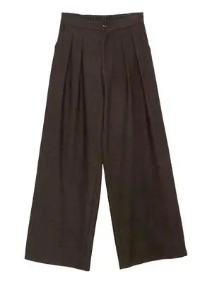 ELEH Pleated Palazzo Pants - Brown