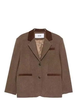 ELEH Corduroy Trim Blazer - Brown