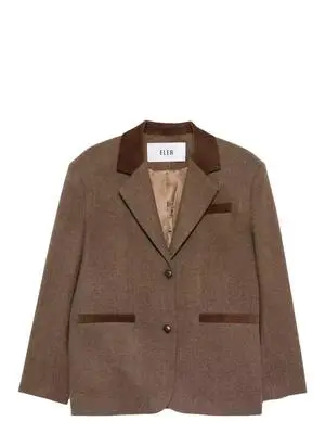 ELEH Corduroy Trim Blazer - Brown