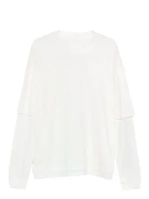 WOC Orange Layered-sleeve Crew-neck T-shirt - Grey