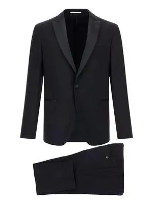 Pal Zileri Satin-trim Peak-lapel Suit - Black