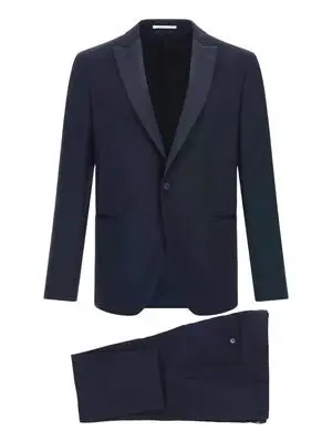 Pal Zileri Satin-trim Peak-lapel Suit - Blue