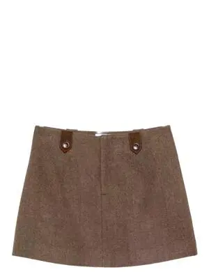 ELEH Button-detail Mini Skirt - Brown