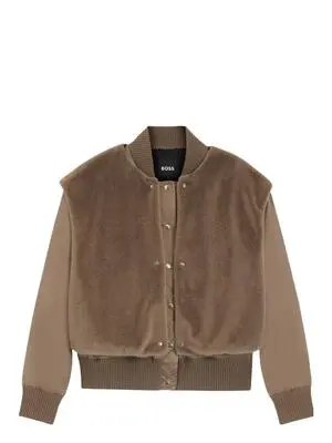 Hugo Boss Boss Bomber Jacket With Removable Faux-fur Gilet - Brown
