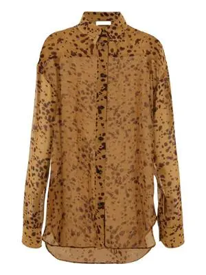 FERRAGAMO Georgette Shirt With Orchid Print - Brown