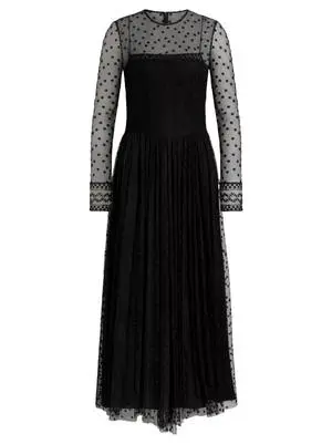 Alberta Ferretti Embroidered Lace Midi Dress - Black