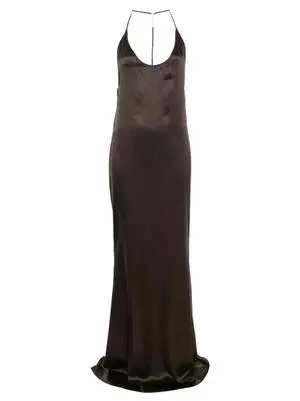 TOM FORD Halterneck Silk-satin Maxi Dress - Brown