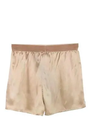 TOM FORD TOM FORD Silk-Satin Logo-Jacquard Pyjama Shorts Neutrals
