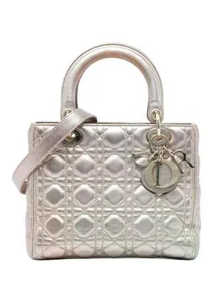 Dior Christian Dior Medium Cannage Lady Dior Satchel Gold