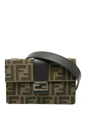 Fendi Zucca Canvas Convertible Baguette Pouch Crossbody Bag - Brown