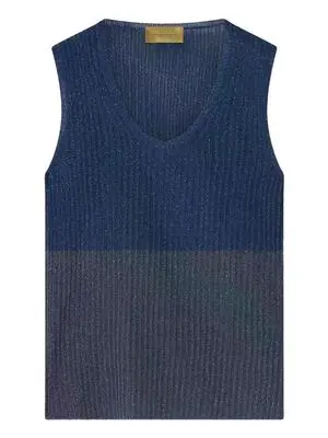 Momoni Ribbed-knit V-neck Sleeveless Top - Blue