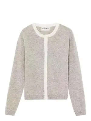 Eric Bompard Contrast Trim Cashmere Cardigan - Grey
