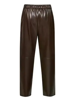 Max Mara Leather-effect Straight-leg Trousers - Brown