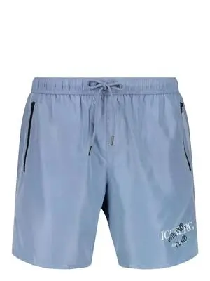 Iceberg Logo-print Drawstring Swim Shorts - Blue
