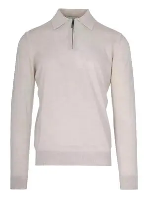 PAOLO PECORA Zip-fastening Wool Polo Shirt - Neutrals