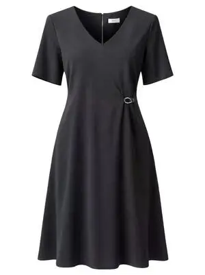 Herno V-neck Midi Dress With Buckle Detail - Black