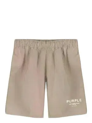 PURPLE BRAND Logo Print Shorts - Neutrals