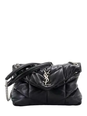 Saint Laurent Loulou Puffer Shoulder Bag Quilted Leather Small Crossbody Bag - Black