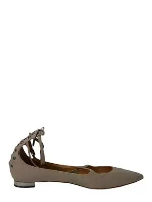 AQUAZZURA Pointed-toe Lace-up Ballet Flats - Neutrals