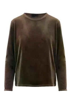 F.IT Velvet-effect Crew-neck Sweater - Brown