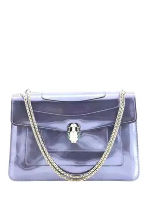 BVLGARI Serpenti Forever Patent Medium Shoulder Bag - Blue