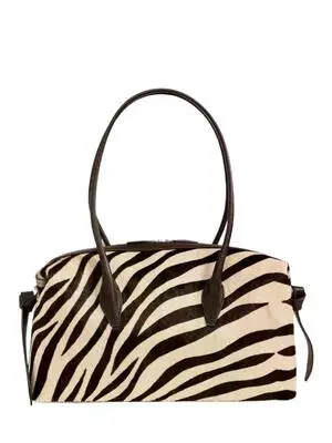 Yuzefi Yuzefi Brioche Duffle Zebra-Print Shoulder Bag Neutrals