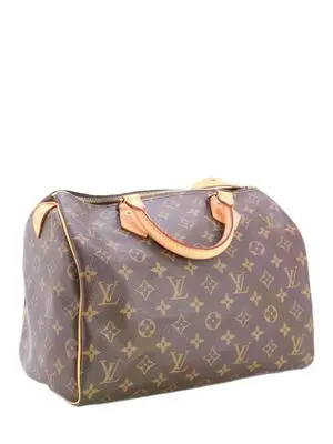 LOUIS VUITTON Speedy Handbag Monogram Canvas Satchel - Brown