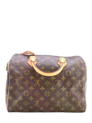 LOUIS VUITTON Speedy Handbag Monogram Canvas Satchel - Brown