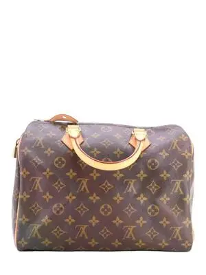 LOUIS VUITTON Speedy Handbag Monogram Canvas Satchel - Brown