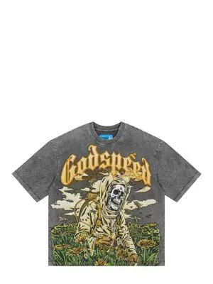 GODSPEED Save The Bees Ii Graphic-print Washed-effect T-shirt Grey