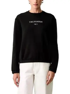 TRUSSARDI Logo Embroidered Crewneck Sweatshirt - Black