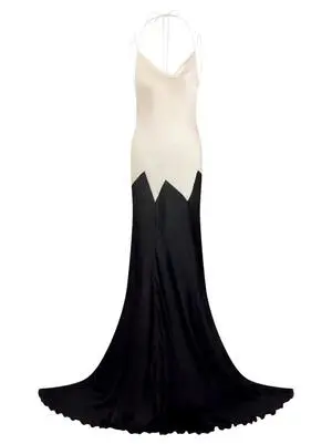 Roberto Cavalli Two-tone Slip Maxi Dress - Black