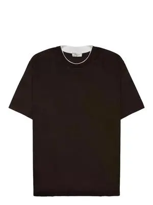 PAOLO PECORA Layered-detail T-shirt - Brown