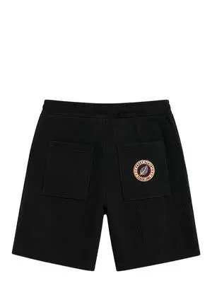 SWEET PANTS Waffle-knit Logo Patch Shorts - Black