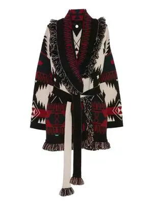 ALANUI Alanui Long Sleeve Fringe Trim Cardigan