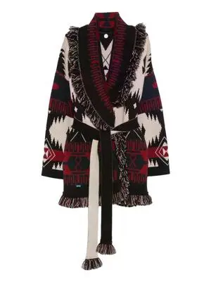 Alanui Long Sleeve Fringe Trim Cardigan - Neutrals