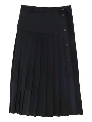 N°21 Pleated Button-detail Midi Skirt - Blue
