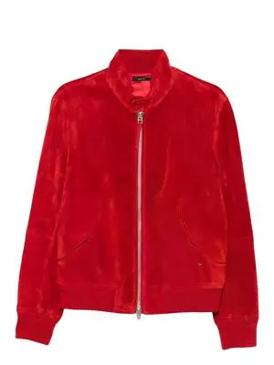 TOM FORD Suede Bomber Jacket - Red