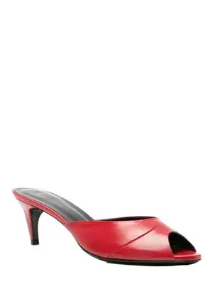 JUDE Leather Peep-toe Slip-on Sandals - Red