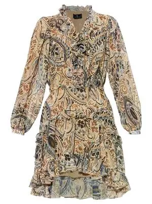 Etro ETRO Paisley Print Ruffled Dress Neutrals